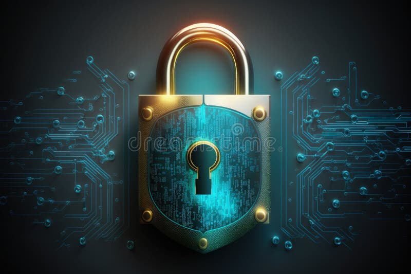 Cybersecurity Padlock, Digital Lock on Technology Network Data ...