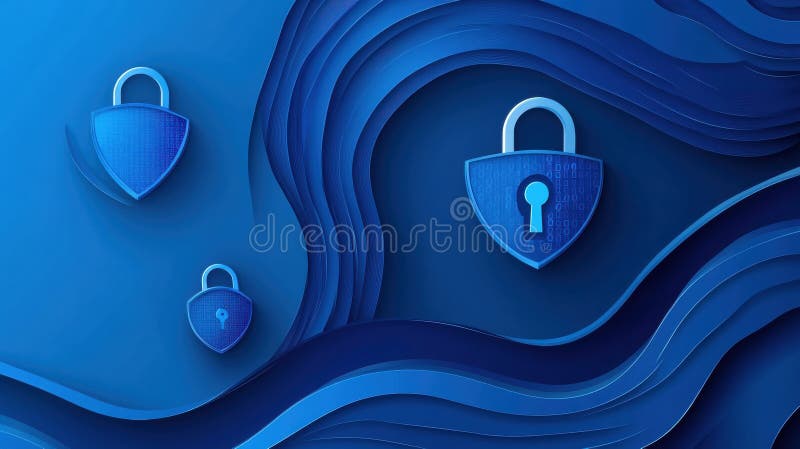 Cybersecurity Paper Art Background Featuring Layered Locks, Encrypted ...