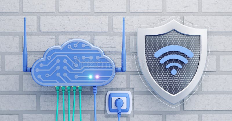 Cybersecurity of Personal Wi-Fi Cloud Stock Illustration - Illustration ...