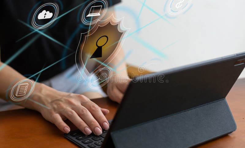 Cybersecurity and Privacy Concepts To Protect Data. Lock Icon and ...