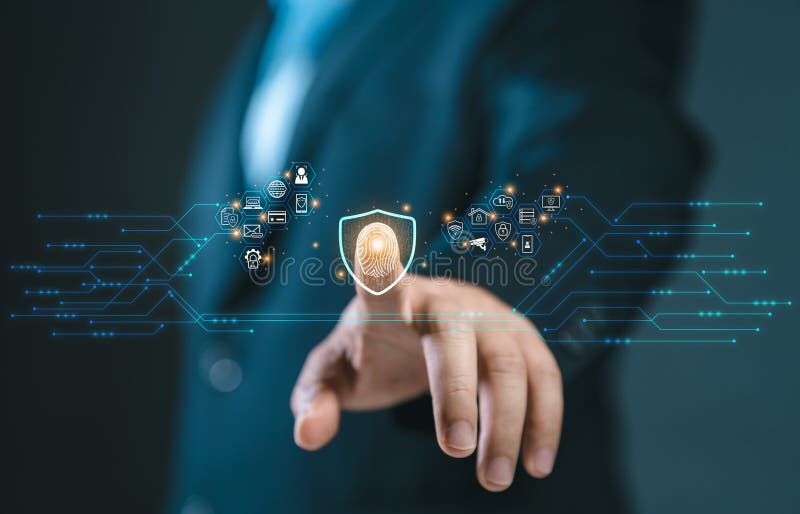 Cybersecurity and Privacy Concepts To Protect Data. Business Finger ...