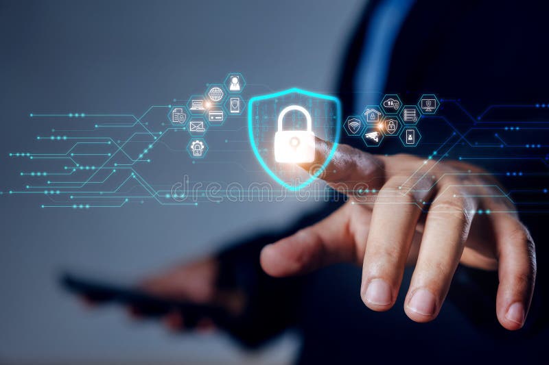 Security and Identity Concept. Businessman Using Their Thumbs Up To ...