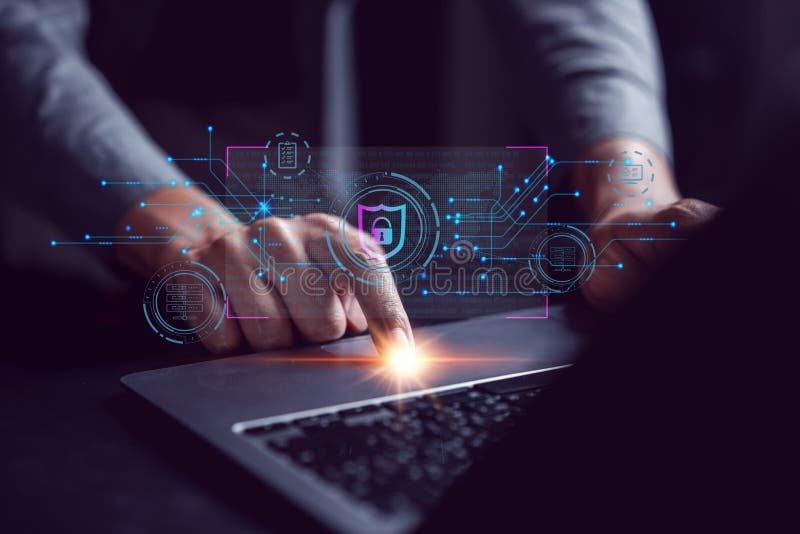 Cybersecurity and Privacy Concepts To Protect Data. Businessman with ...