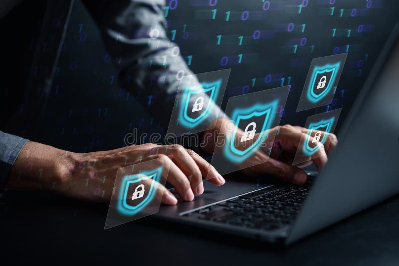 Cybersecurity and Privacy Concepts To Protect Data. Businessman with ...