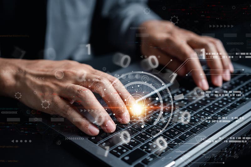 Cybersecurity and Privacy Concepts To Protect Data. Businessman with ...