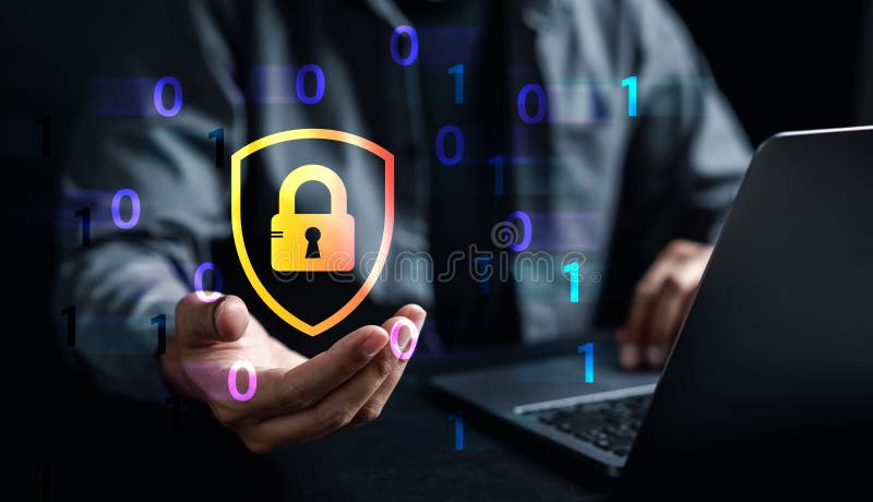 Cybersecurity and Privacy Concepts To Protect Data. Businessman with ...