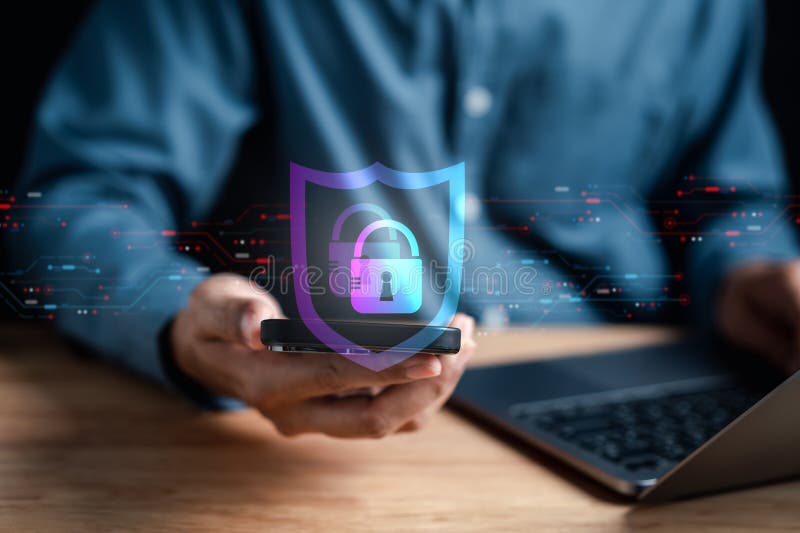 Cybersecurity and Privacy Concepts To Protect Data. Businessman with ...