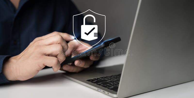 Cybersecurity and Privacy Concepts To Protect Data. Businessman Use ...
