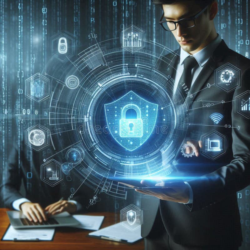 Cybersecurity and Privacy Concepts To Protect Data Stock Illustration ...