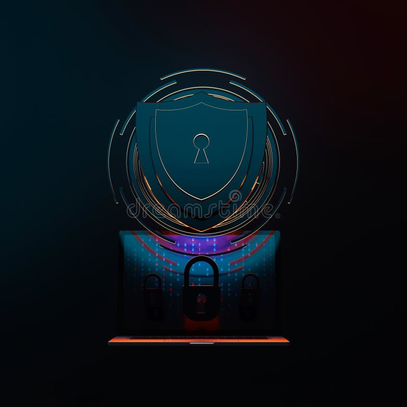 Cybersecurity and Privacy Concepts To Protect Data. 3D Illustration ...