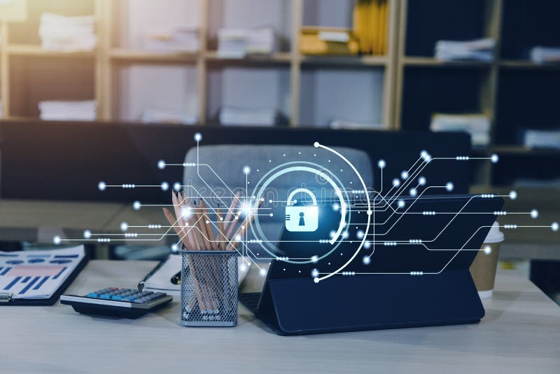 Cybersecurity and Privacy Concepts To Protect Data. Lock Icon and ...