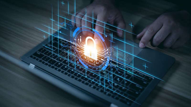 Cybersecurity and Privacy Concepts To Protect Data. Lock Icon and ...