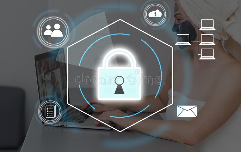 Cybersecurity and Privacy Concepts To Protect Data. Lock Icon and ...