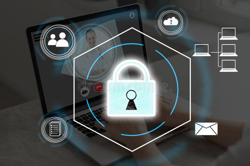 Cybersecurity and Privacy Concepts To Protect Data. Lock Icon and ...