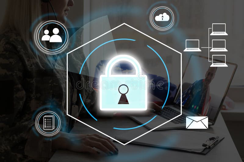 Cybersecurity and Privacy Concepts To Protect Data. Lock Icon and ...