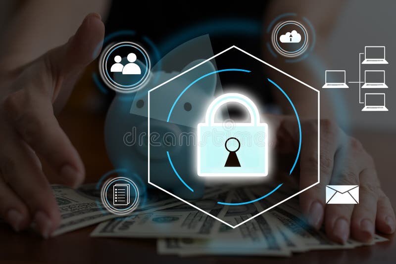 Cybersecurity and Privacy Concepts To Protect Data. Lock Icon and ...