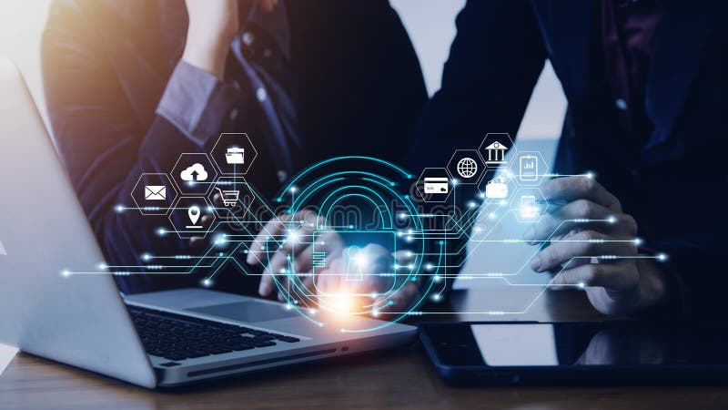 Cybersecurity and Privacy Concepts To Protect Data. Lock Icon and ...