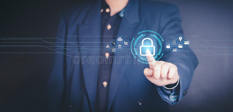Cybersecurity and Privacy Concepts To Protect Data. Lock Icon and ...