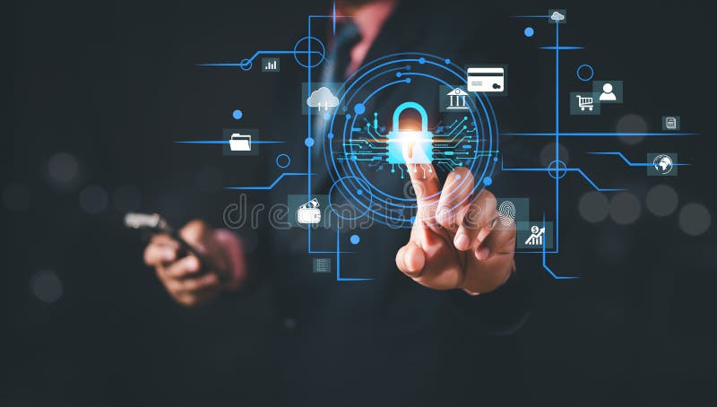 Cybersecurity and Privacy Concepts To Protect Data. Lock Icon and ...