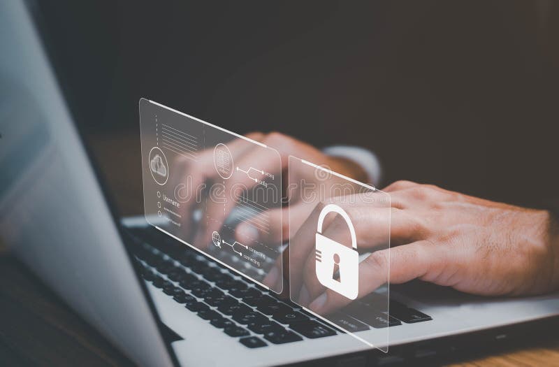 Cybersecurity and Privacy Concepts To Protect Data. Lock Icon and ...