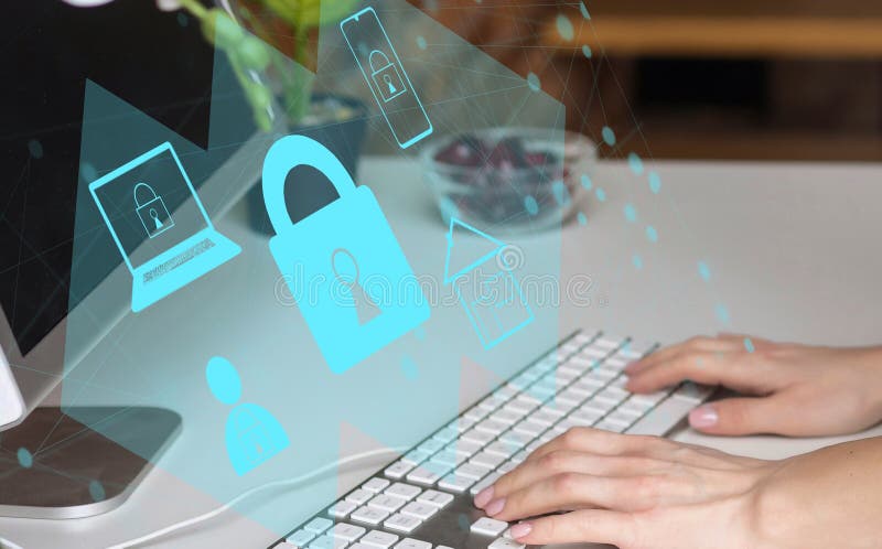 Cybersecurity and Privacy Concepts To Protect Data. Lock Icon and ...