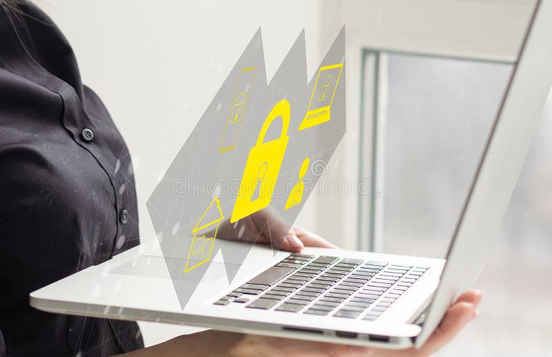 Cybersecurity and Privacy Concepts To Protect Data. Lock Icon and ...