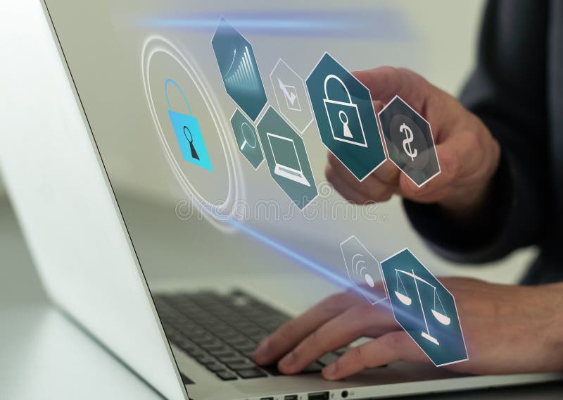 Cybersecurity and Privacy Concepts To Protect Data. Lock Icon and ...