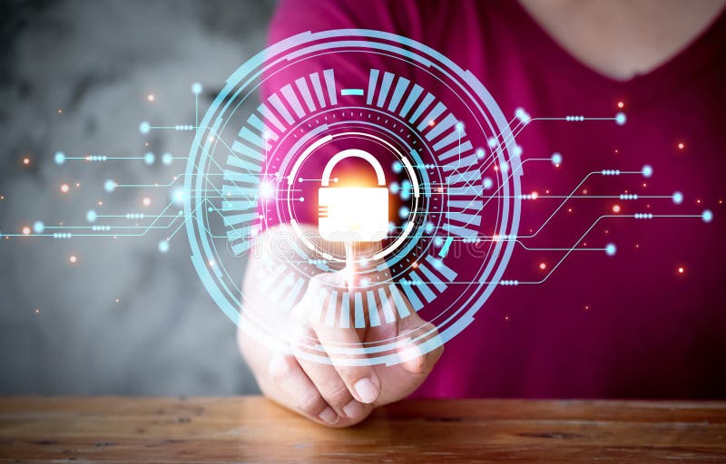 Cybersecurity and Privacy Concepts To Protect Data. Lock Icon and ...