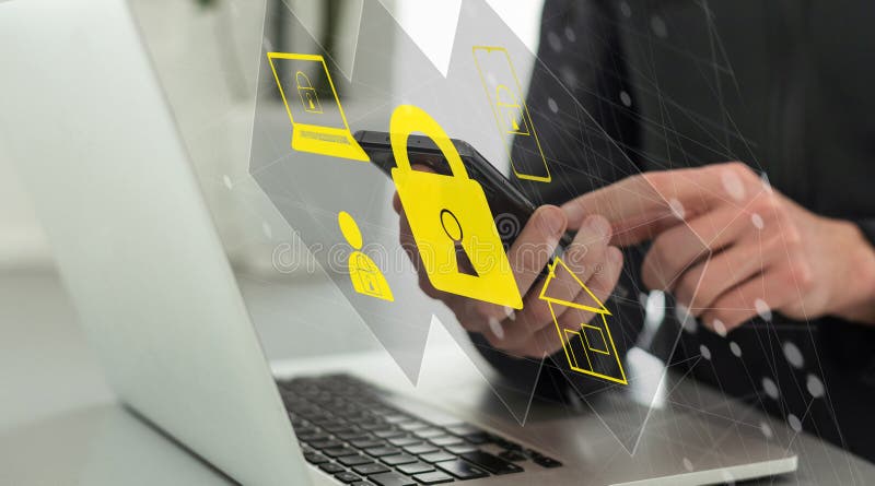 Cybersecurity and Privacy Concepts To Protect Data. Lock Icon and ...