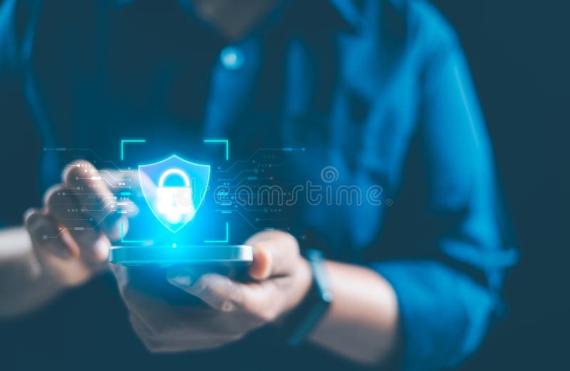 Cybersecurity and Privacy Concepts To Protect Data. Lock Icon, Internet ...