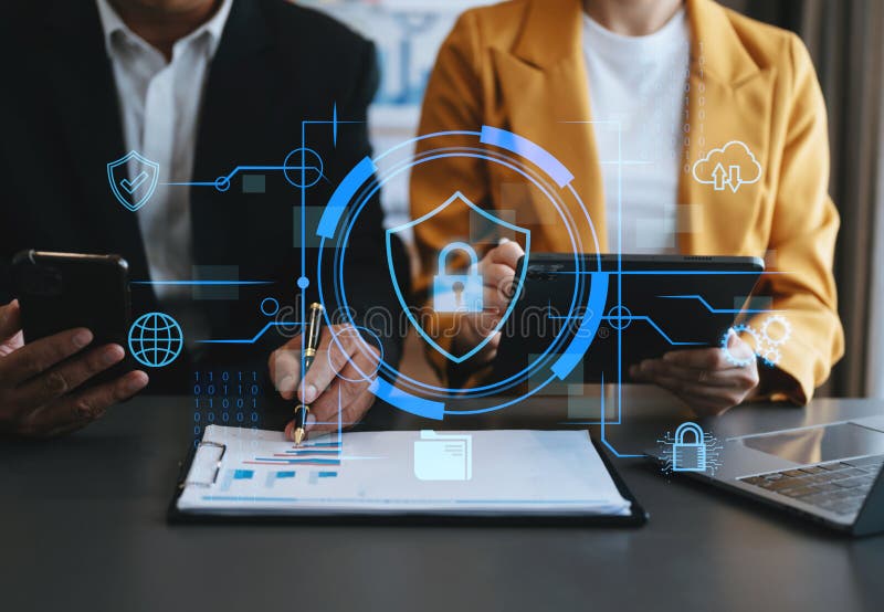 Cybersecurity and Privacy Concepts To Protect Data. Lock Icon and ...