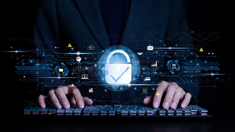 Cybersecurity and Privacy Concepts To Protect Data. Padlock Icon and ...