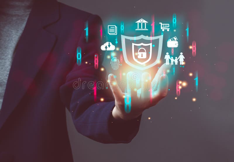 Cybersecurity and Privacy Concepts To Protect Data. Shield Icon and ...