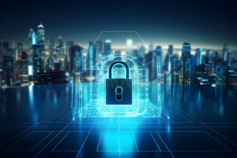 Cybersecurity and Privacy and Protect Data Concept.Generative Ai. Stock Illustration ...