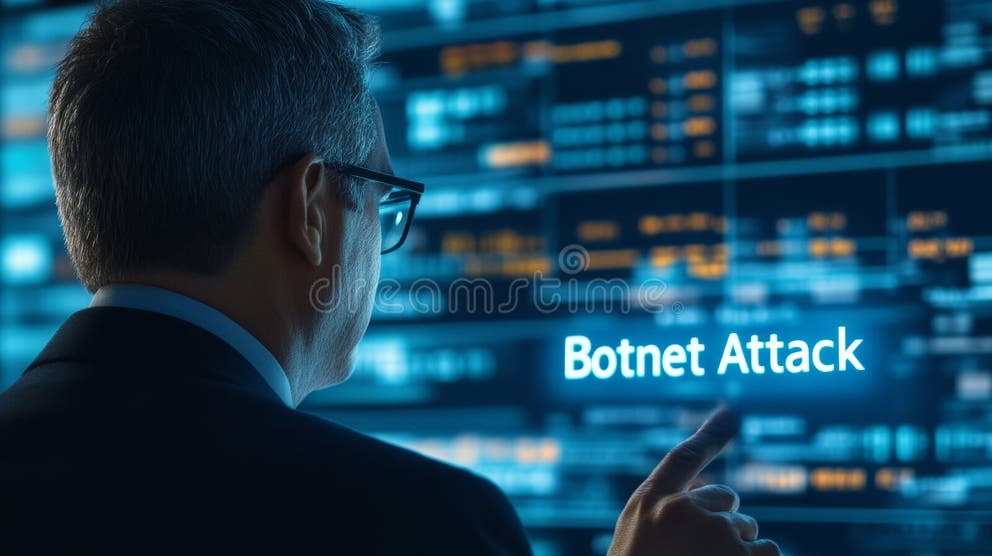 Cybersecurity Professional Analyzing Botnet Attack on Holographic ...
