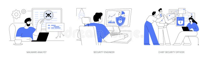 Cybersecurity Professions Isolated Cartoon Vector Illustrations Se ...