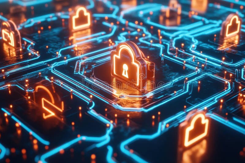 Cybersecurity, Protecting Data in the Digital Age Stock Illustration ... Cybersecurity, Protecting Data in the Digital Age Stock Illustration ...