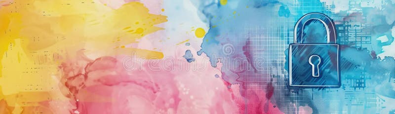 Cybersecurity Protection Plan Cute Watercolor 4K Stock Illustration ...