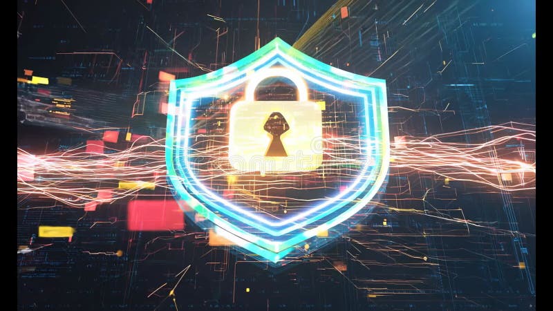 Cybersecurity Protection Shield with Digital Lock Symbol for Data ...