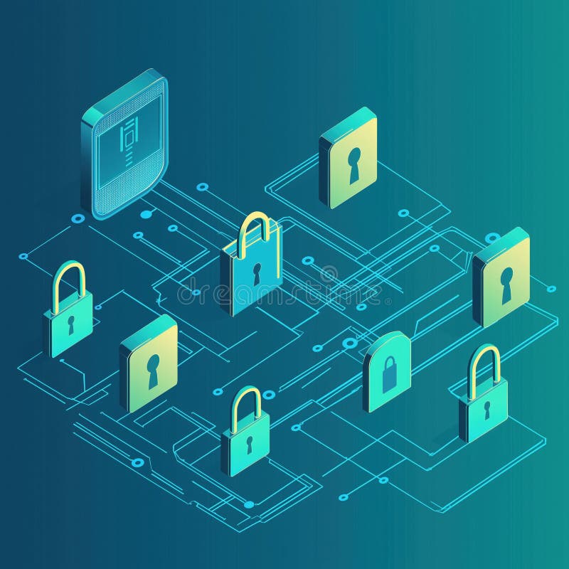 Cybersecurity is Represented by Padlocks, Keyholes and Connection Lines ...