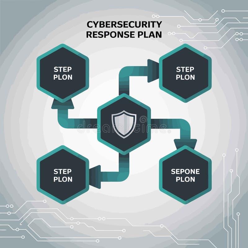Cybersecurity Response Plan Flowchart Teal Hexagons Shield Icon Stock ...