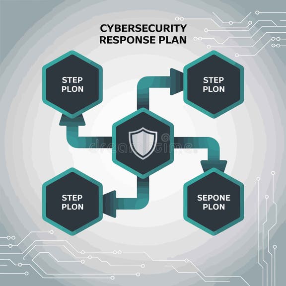Cybersecurity Response Plan Flowchart Teal Hexagons Shield Icon Stock Illustration ...