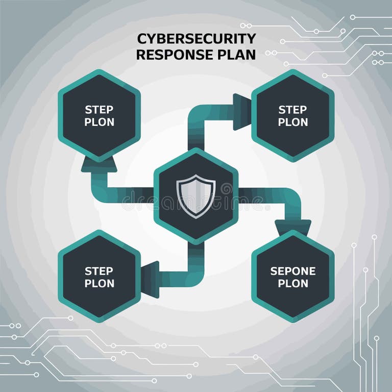 Cybersecurity Response Plan Flowchart Teal Hexagons Shield Icon Stock ...