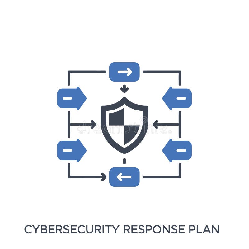 Cybersecurity Response Plan Icon Blue Gray Shield Arrows Stock ...