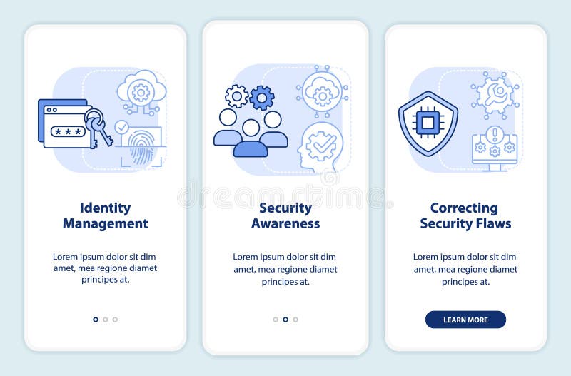 Cybersecurity Risk Management Light Blue Onboarding Mobile App Screen ...