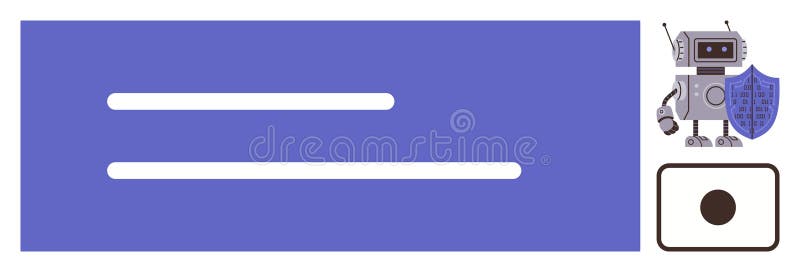 Cybersecurity Robot Protecting Data with Shield and Binary Pattern ...