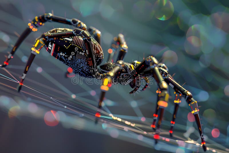 Cybersecurity Robotic Spider Network Threat Digital Security System ...