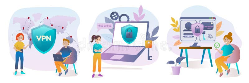 Cybersecurity Set. Virtual Private Network,strength Password, Personal ...