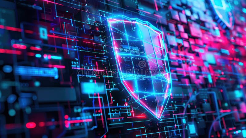 Cybersecurity Shield, Abstract Digital Fortress Walls in Cyberspace ... Cybersecurity Shield, Abstract Digital Fortress Walls in Cyberspace ...