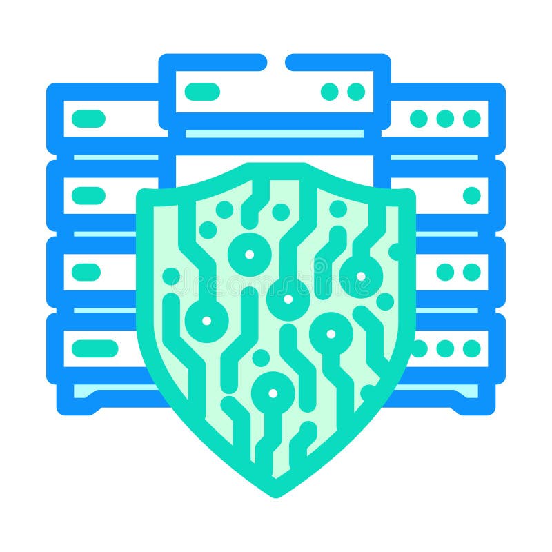 Cybersecurity Shield Data Center Color Icon Vector Illustration Stock ...